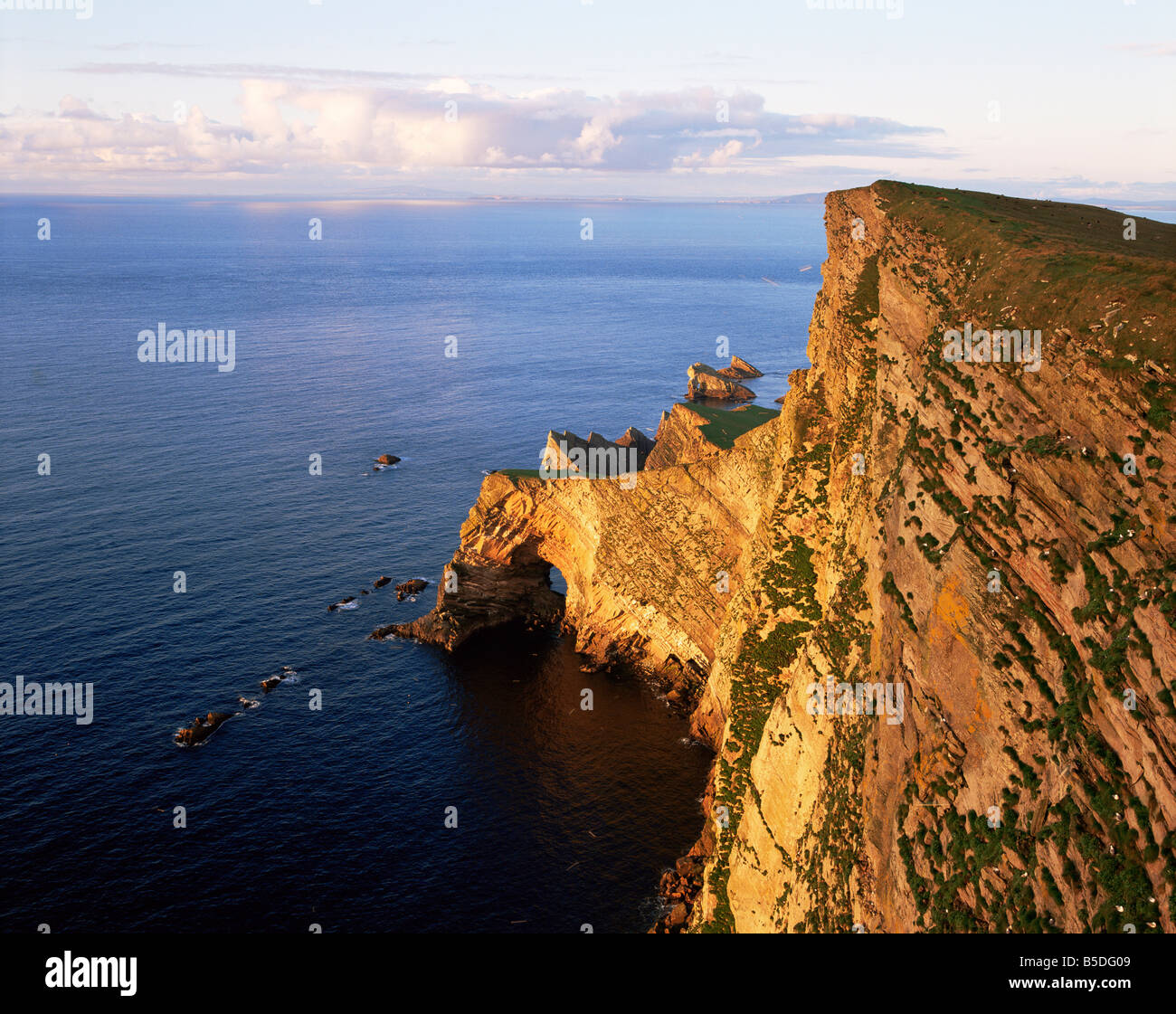 Da Nort Bank natural arches and cliffs, Foula Island, Shetland Islands ...