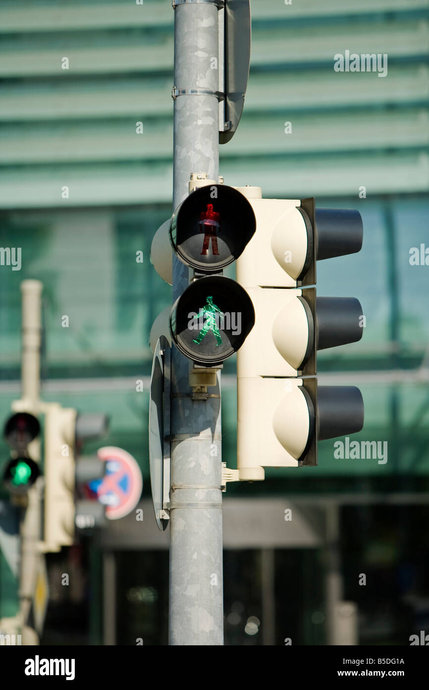Pedestrian light signalling green, close up Stock Photo - Alamy