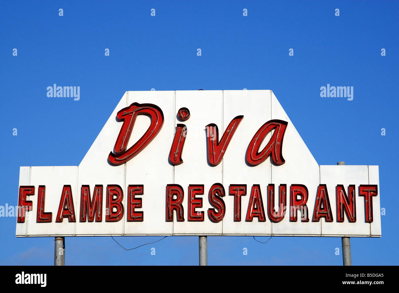 diva flambe restaurant sign protaras cyprus mediterranean Stock Photo ...