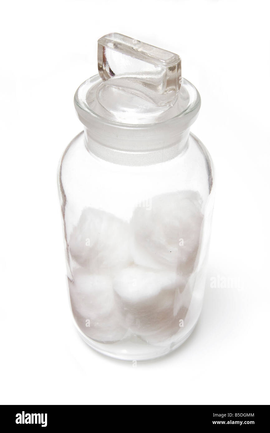Jar of cotton wool isolated on a white studio background Stock Photo ...