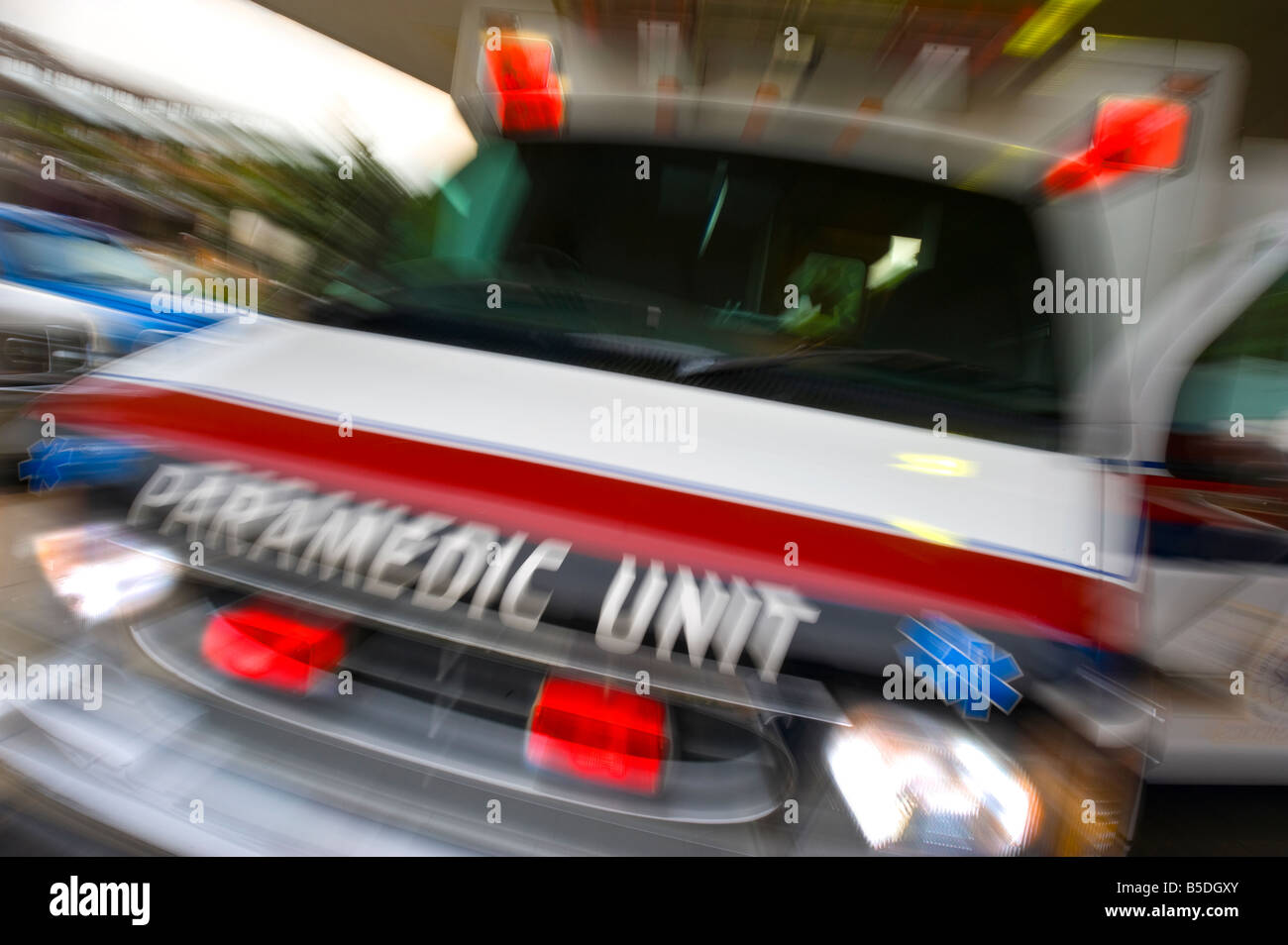 Ambulance Paramedic Unit Motion Blur Speeding Rushing To Accident Scene ...