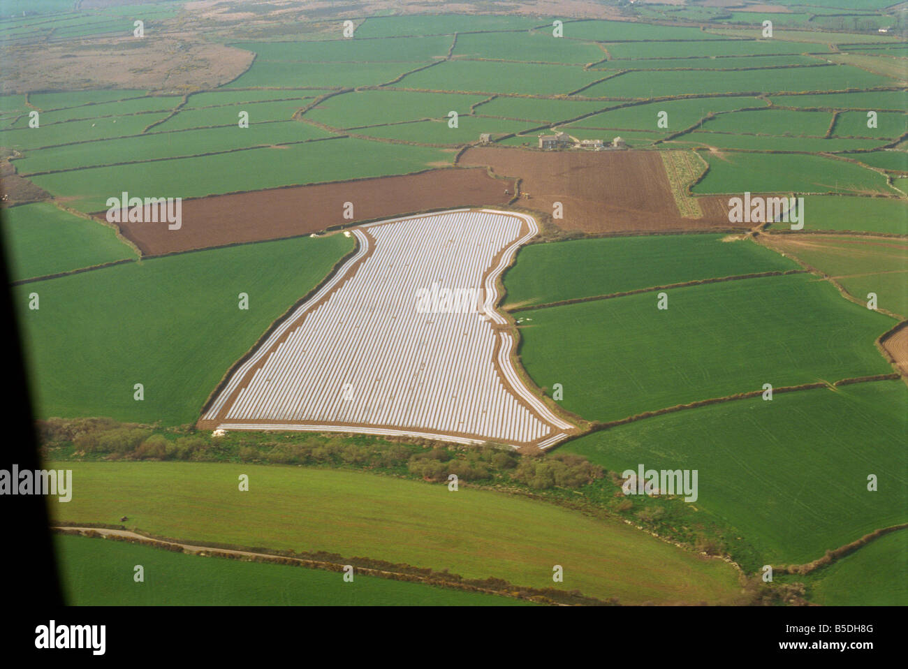 Aerial of Cornish fields Cornwall England United Kingdom Europe Stock ...