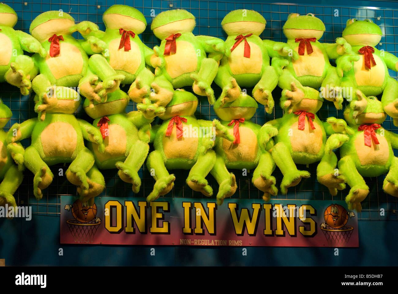 Prizes on display to attract people to play a carnival game Stock Photo ...