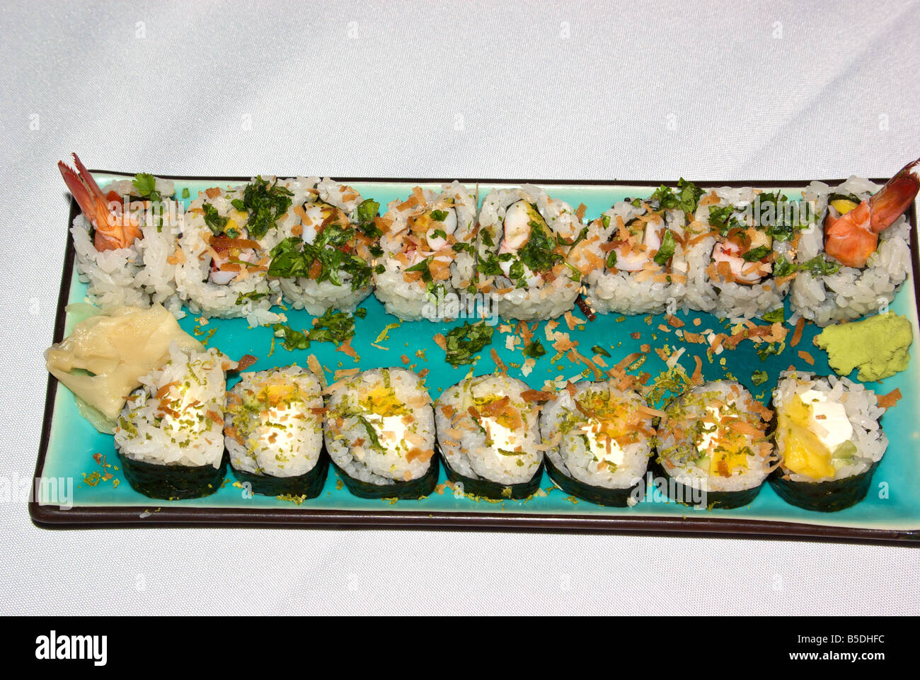 Assorted southwest fusion sushi Stock Photo - Alamy