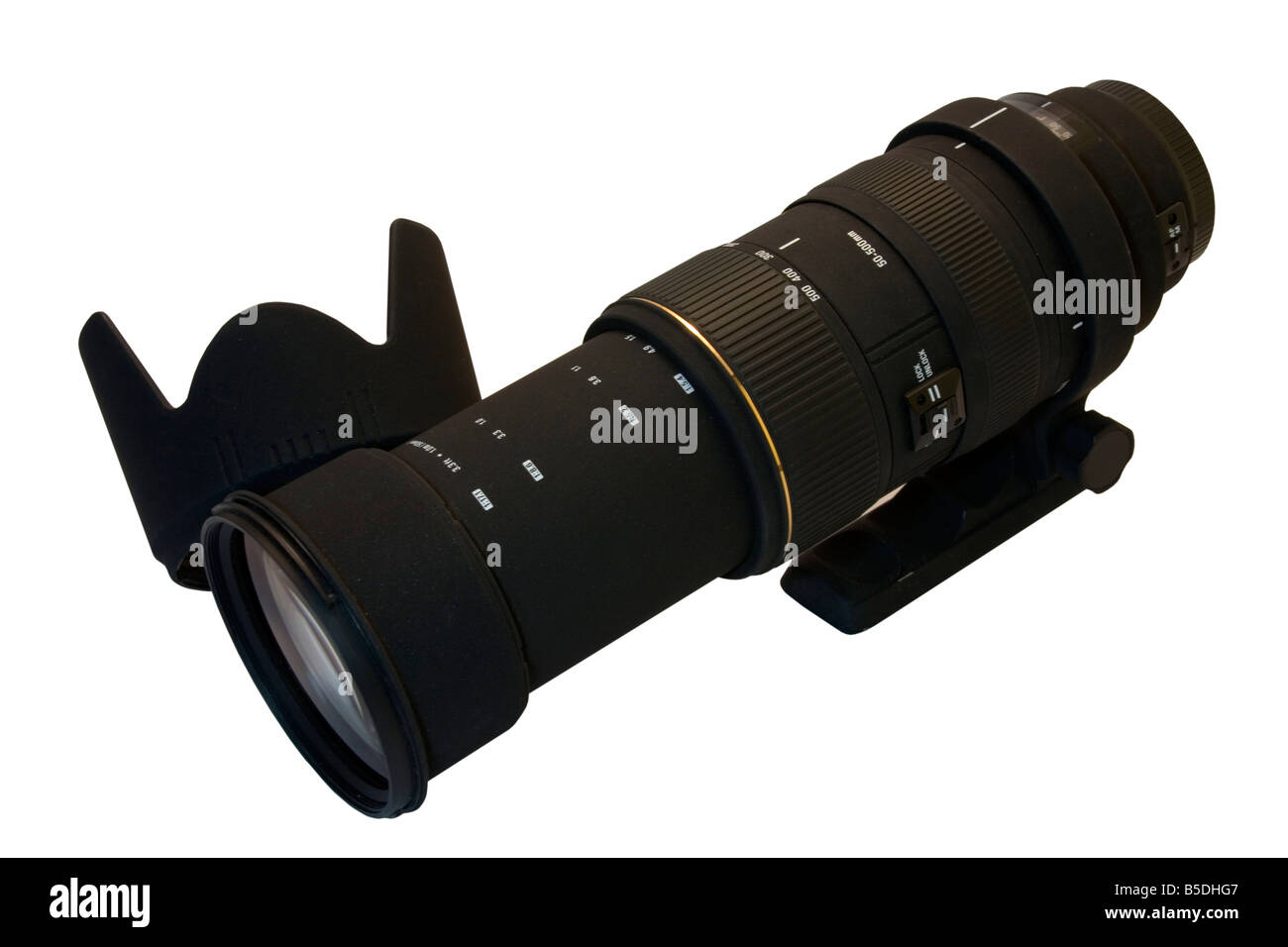 50-500mm telephoto lens isolated on white. All logos removed Stock ...