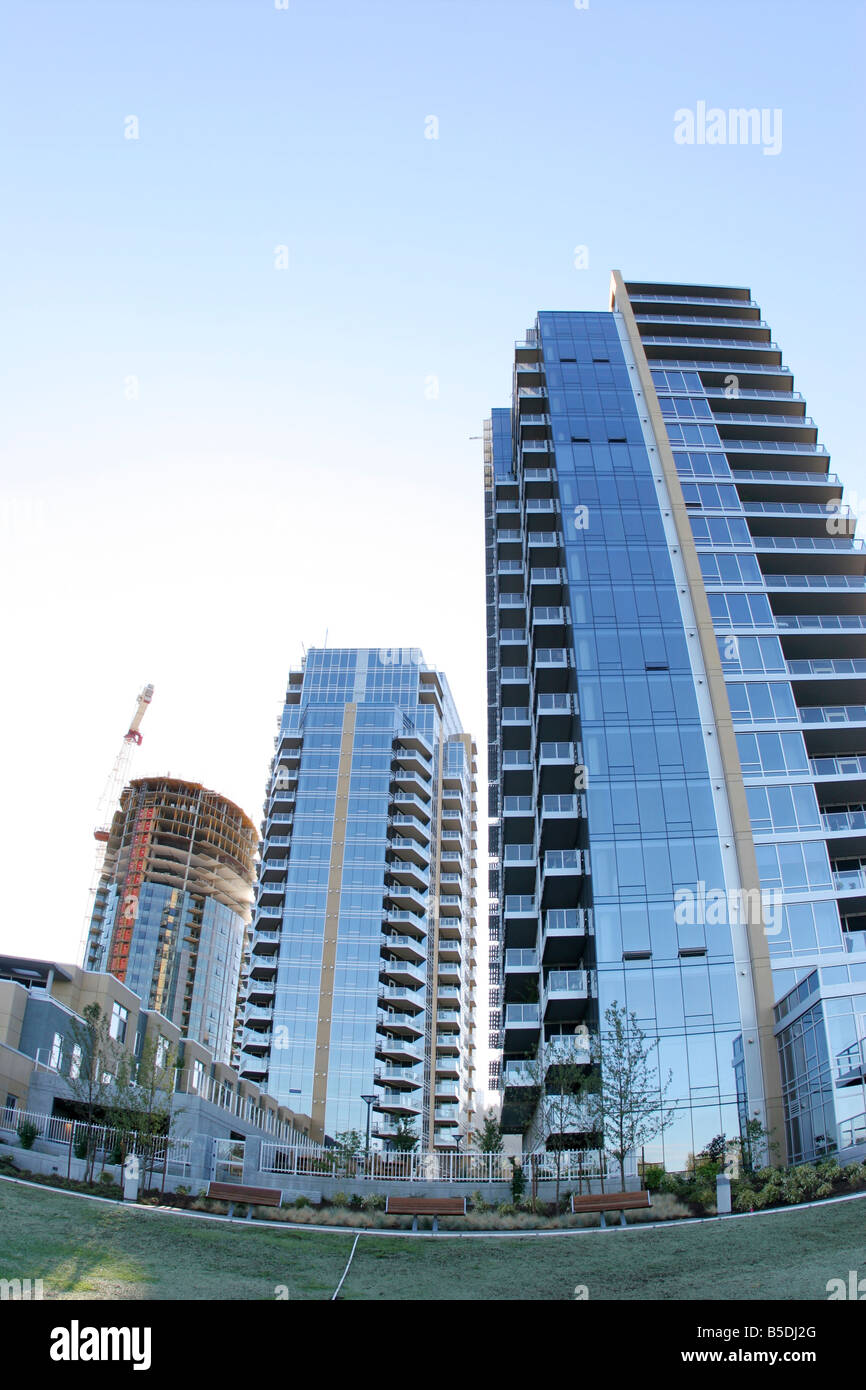 High rise residential condo buildings with glass exteriors Stock Photo ...