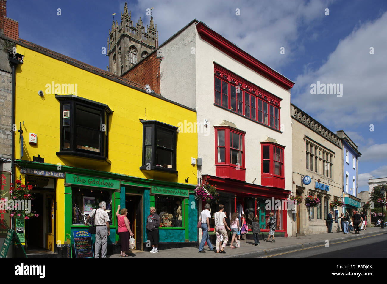 Glastonbury typical houses High Street Somerset Great Britain United ...
