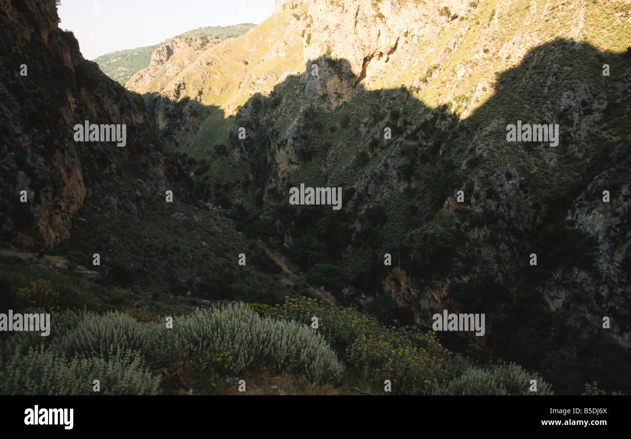 Rock formation in a cultivated landscape on Crete Greece Stock Photo ...