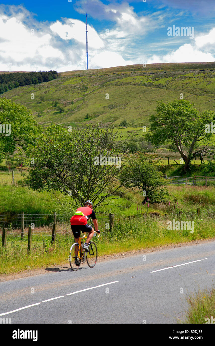 Male Cyclist on road Turton Moor Lancashire County on Lands End to John ...