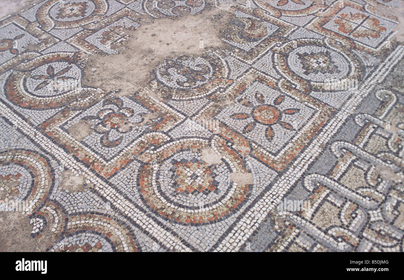 Roman mosaic on Crete Greece Stock Photo - Alamy
