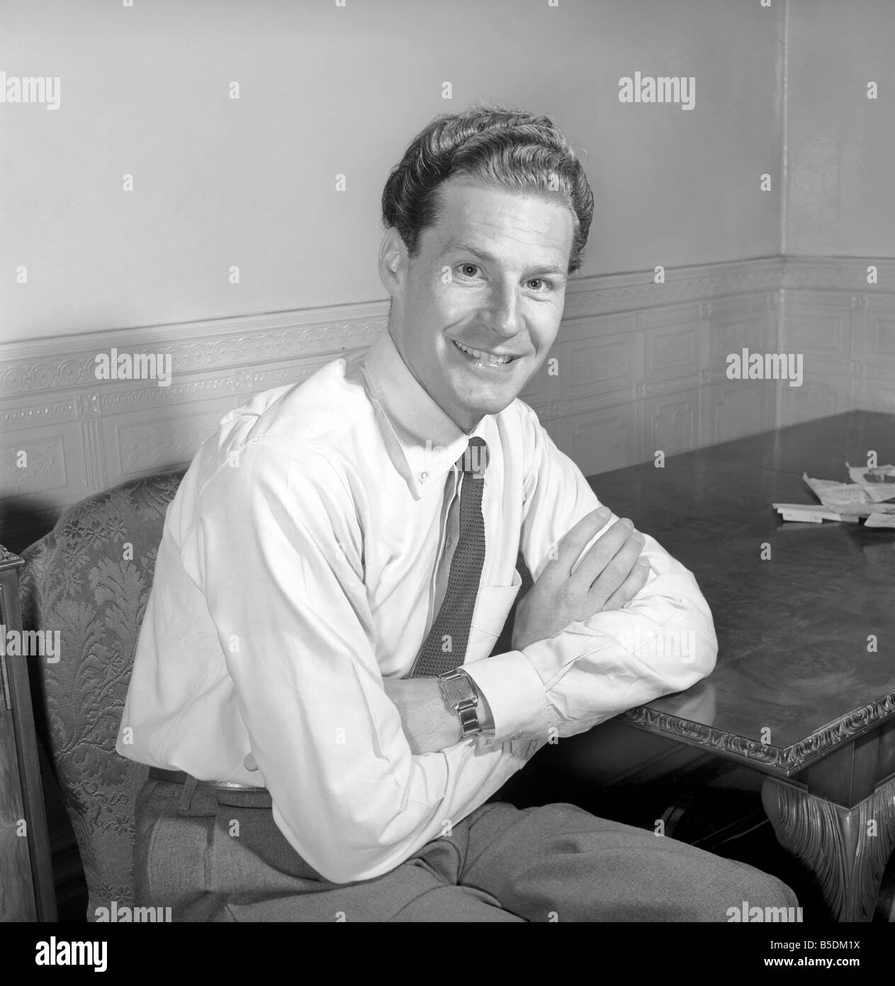 BBC Announcer Alexander McIntosh seen here at home . Circa 1957 Stock ...