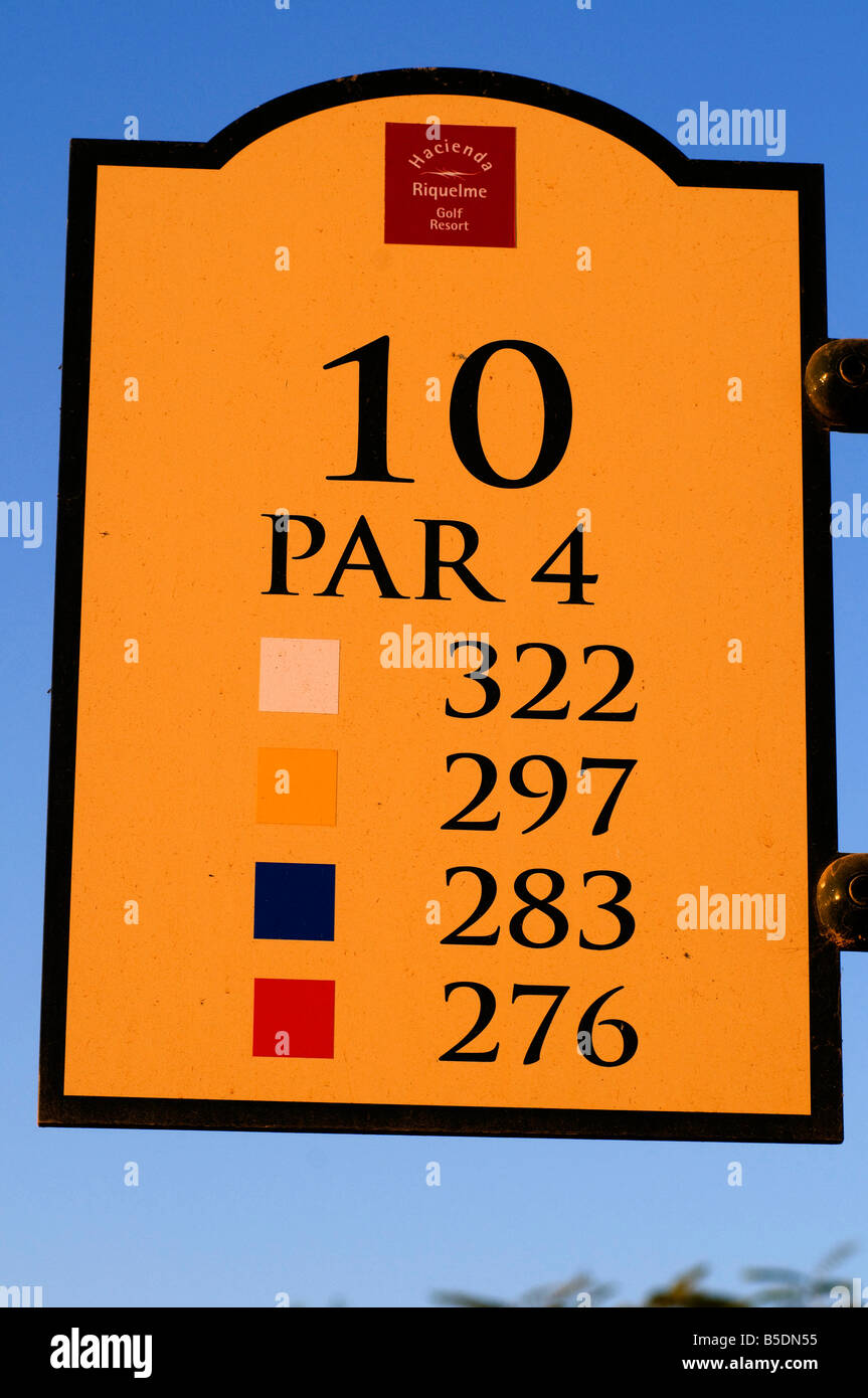 Signage showing 10th Hole details on a Golf Resort in Murcia Spain ...