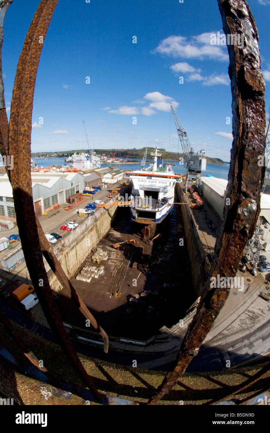 View of a boat docked at Falmouth Stock Photo - Alamy