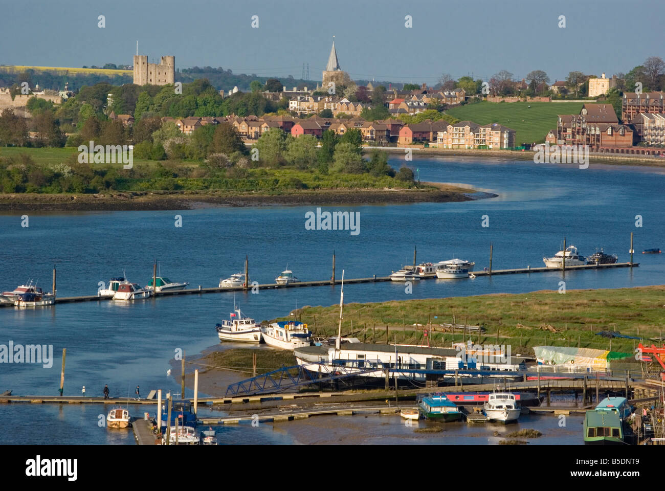 Rochester viewed from the Medway, Rochester, Kent, England, Europe ...