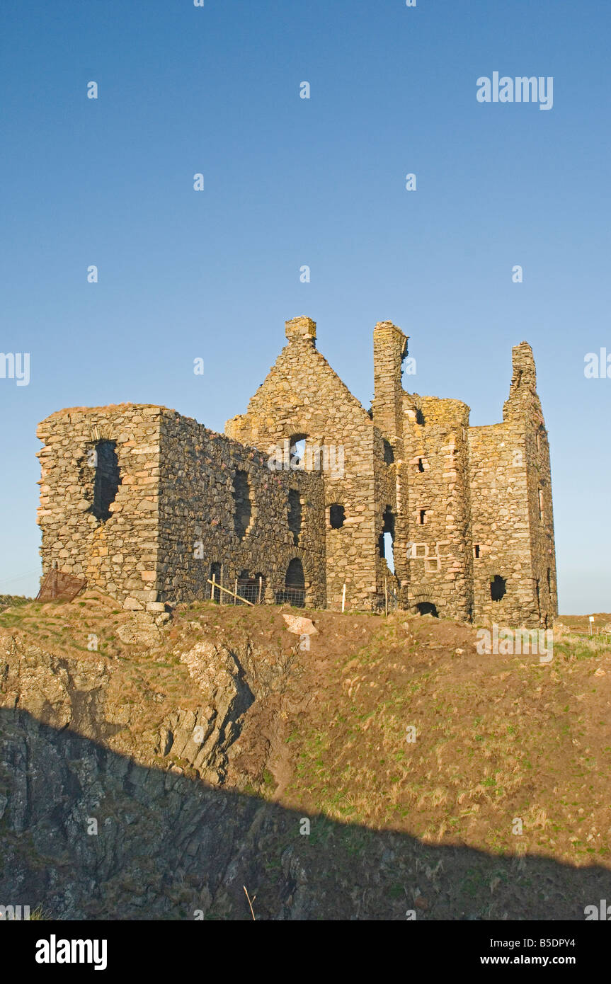 The 16th century clifftop Dunskey Castle, overlooking the Irish Sea ...