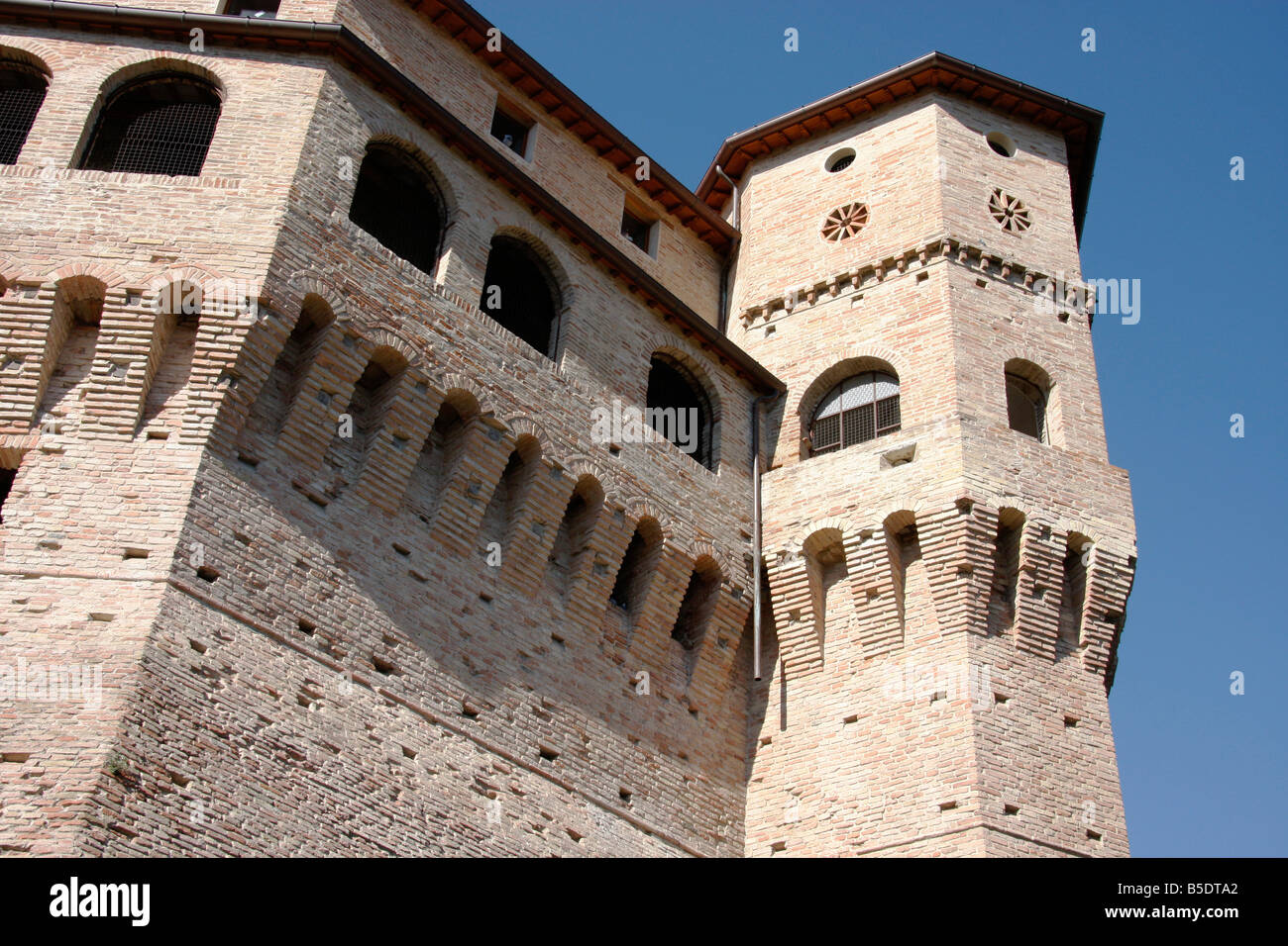 the 14th century historic walls of the beautiful hilltown of Jesi in Le ...