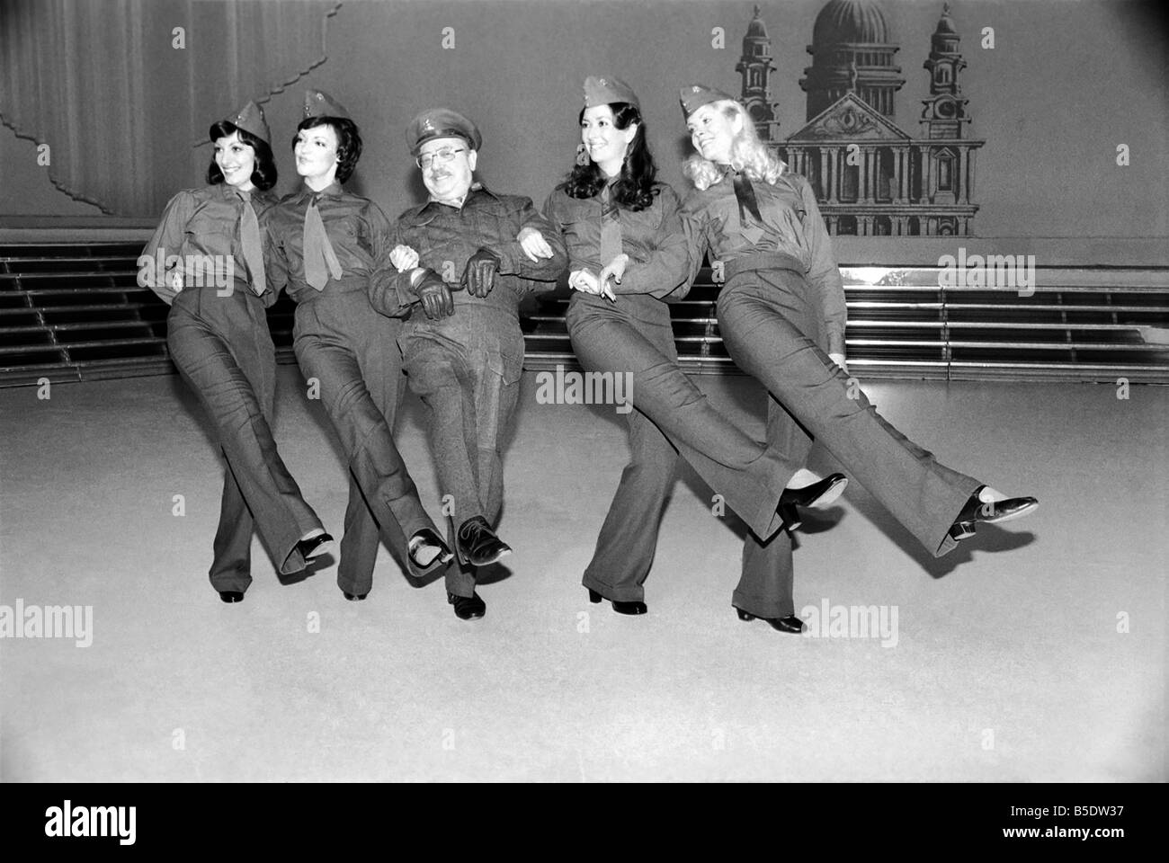 Comedy actor Arthur Lowe of Dads Army dancing with girls, all in ...