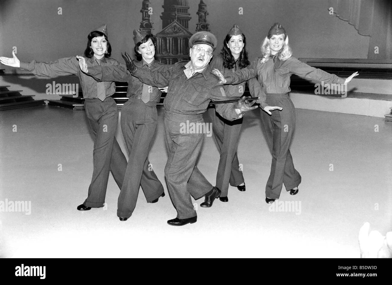 Comedy actor Arthur Lowe of Dads Army dancing with girls, all in ...