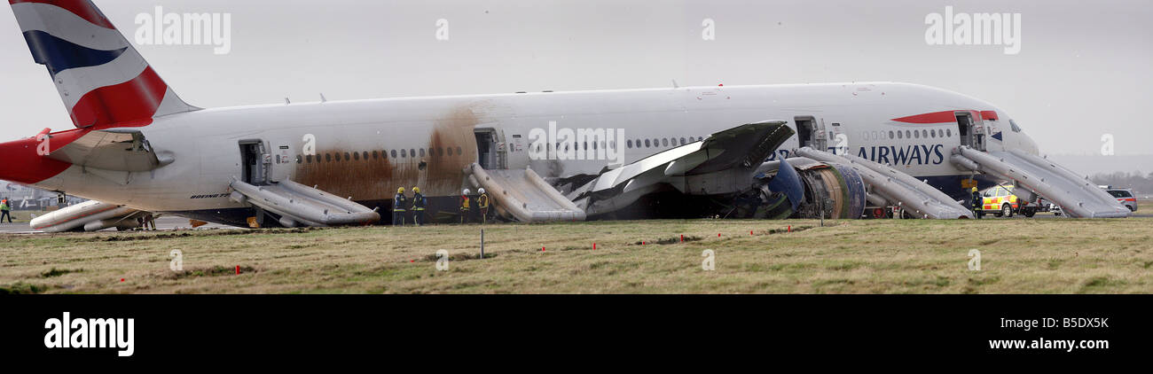 17 1 08 3 part composite photograph of the crashed plane at Heathrow ...