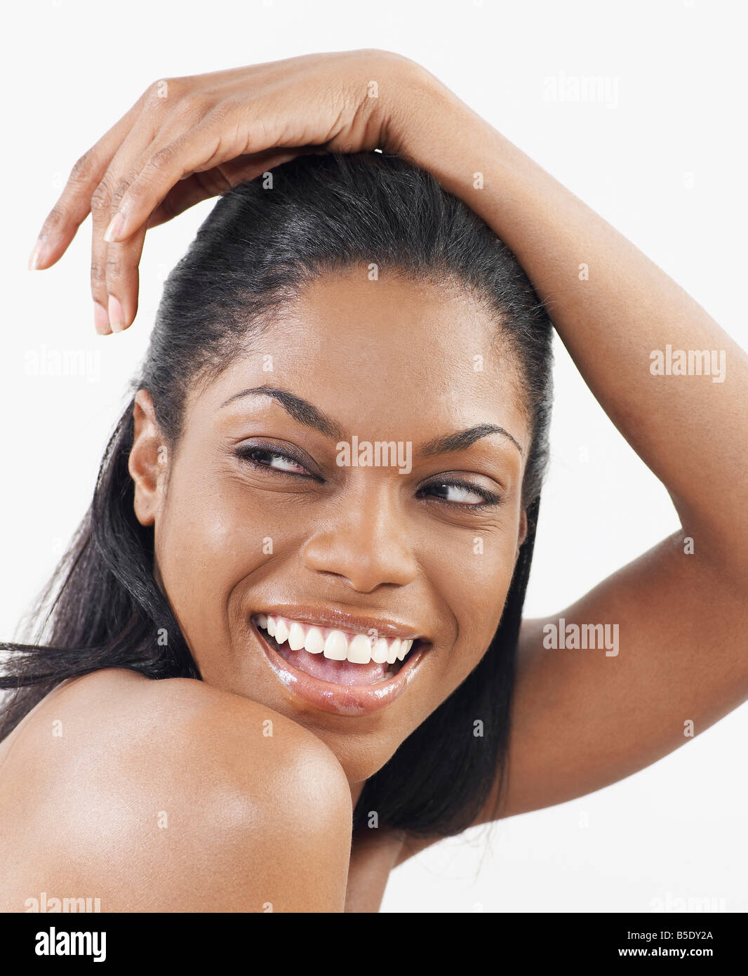 Mid-Adult Woman Resting Hand on Head Stock Photo - Alamy