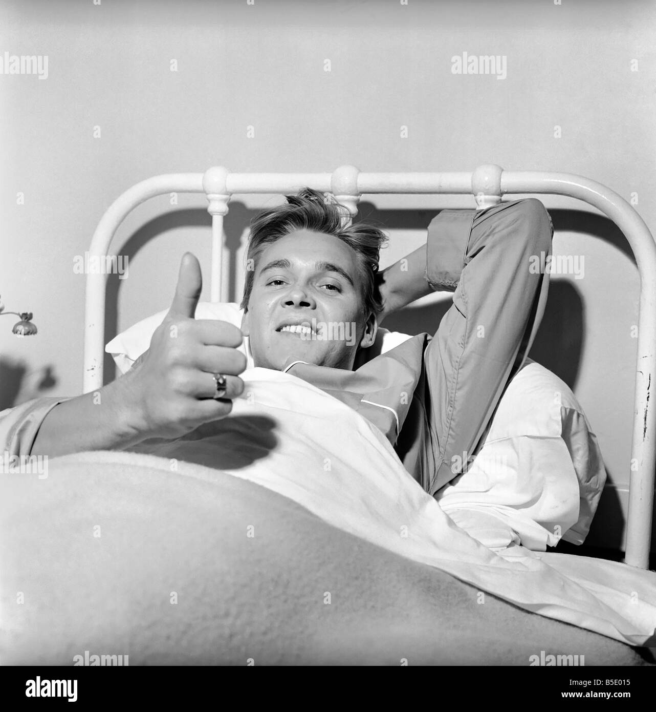 Singer Billy Fury in bed at a Cambridge Nursing Home, following his ...
