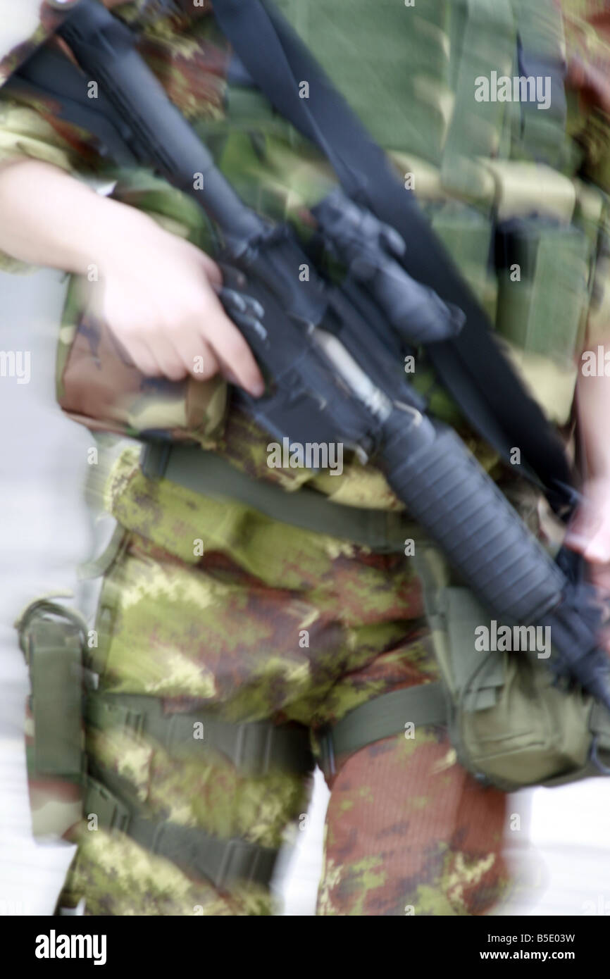 one army soldier man with assault rifle weapon Stock Photo - Alamy