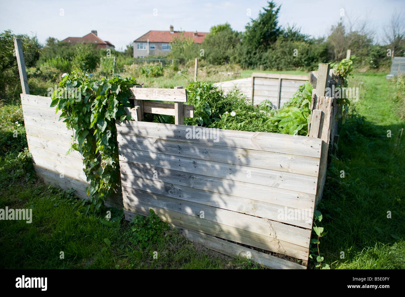 A compost container at an allotment in West Harrow near London Stock ...