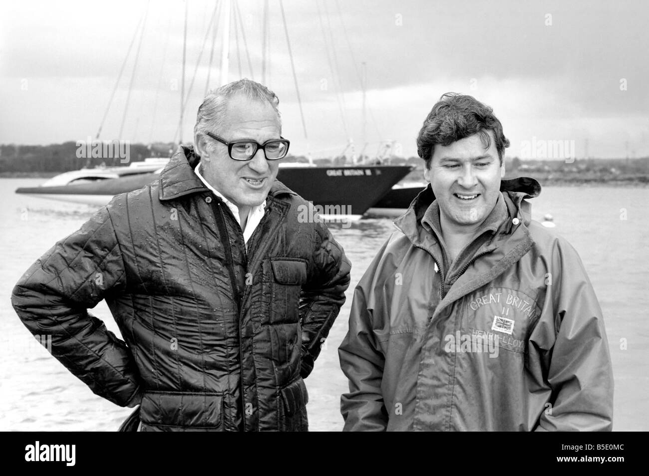 Chay Blyth and Jock Hayward aboard the trimaran "Great Britain III ...