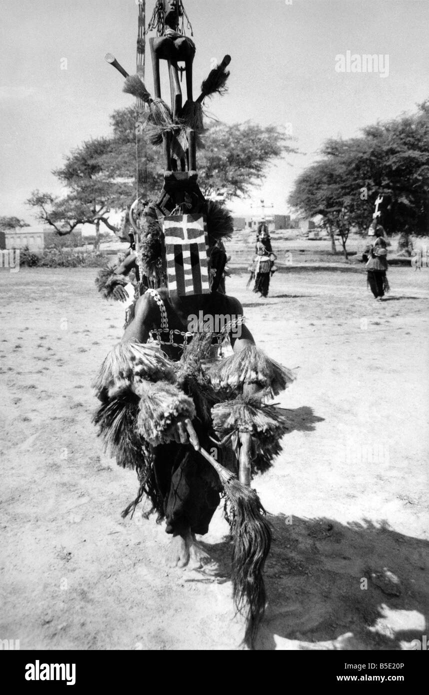Trans African hovercraft expedition. Wearing his mask, one of the Pagan ...
