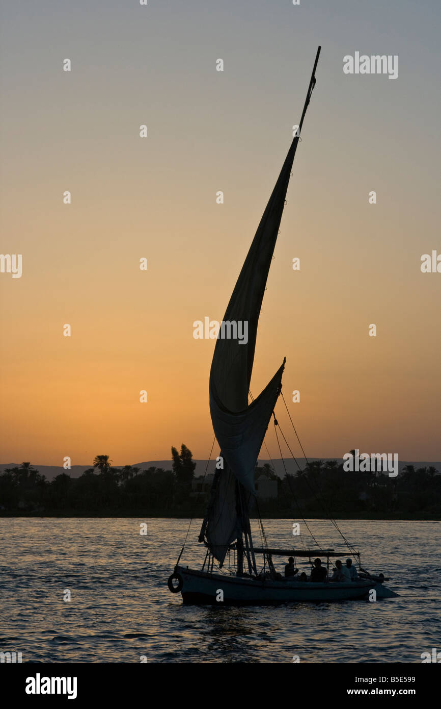Felucca Sailboat on the Nile River in Luxor Egypt Stock Photo - Alamy