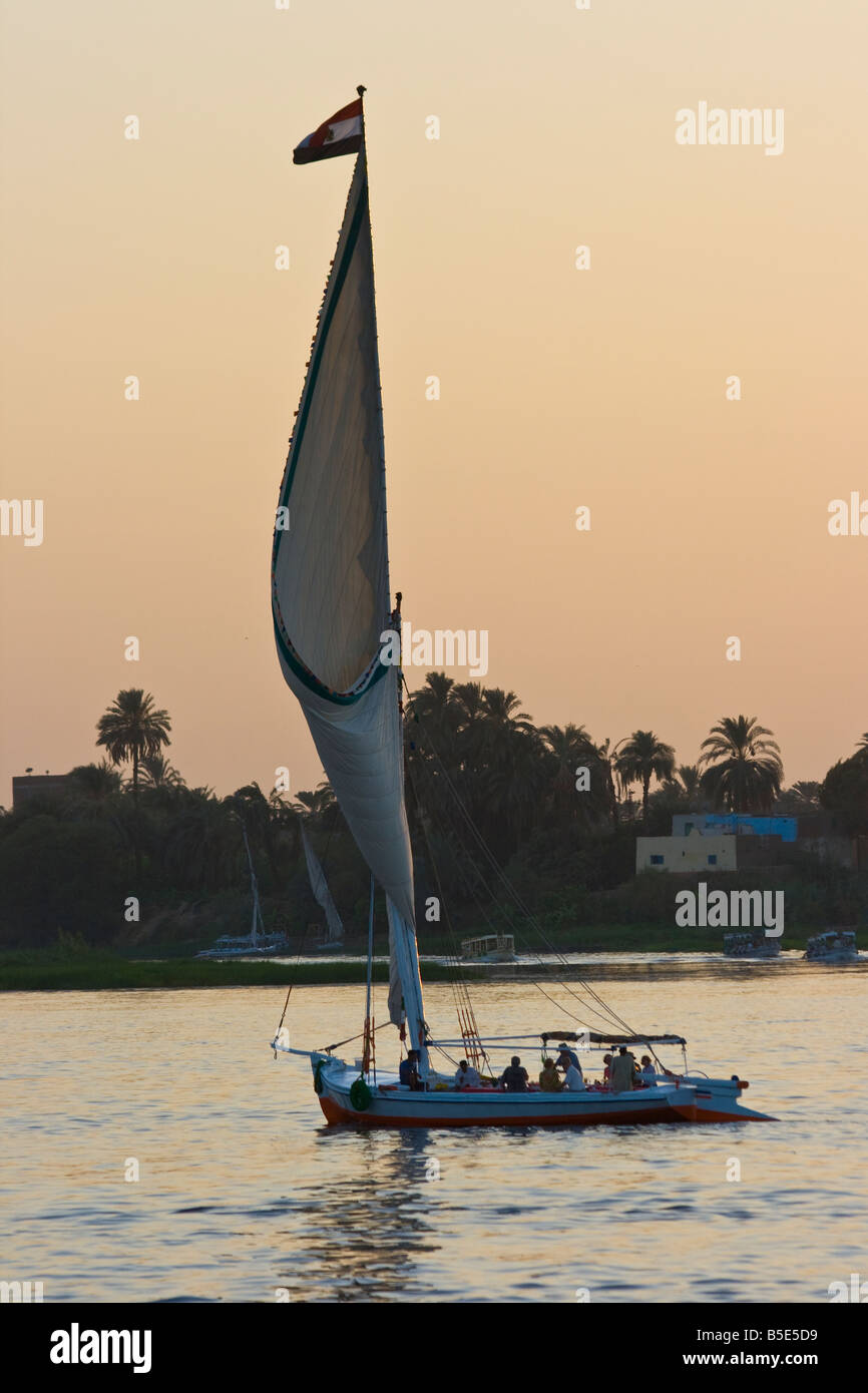 Felucca Sailboat on the Nile River in Luxor Egypt Stock Photo - Alamy