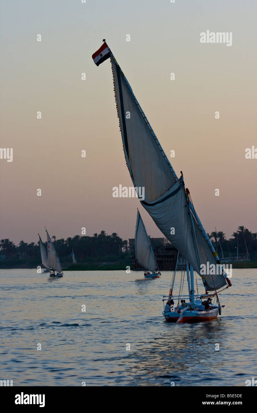 Felucca Sailboat on the Nile River in Luxor Egypt Stock Photo - Alamy