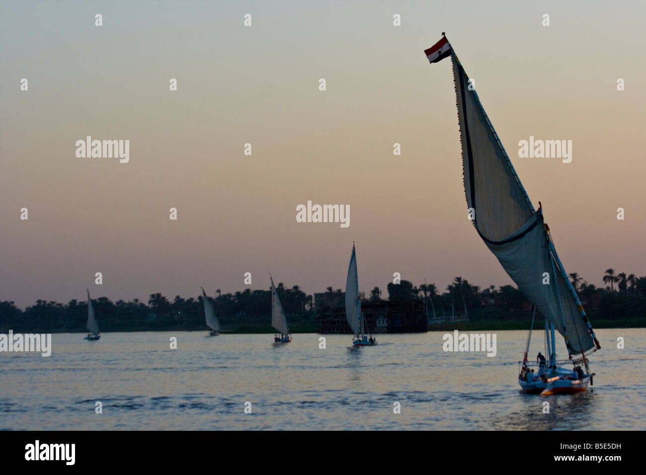 Felucca Sailboat on the Nile River in Luxor Egypt Stock Photo - Alamy