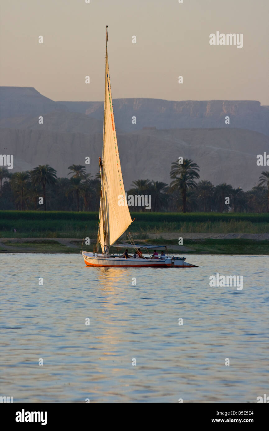 Felucca Sailboat on the Nile River in Luxor Egypt Stock Photo - Alamy