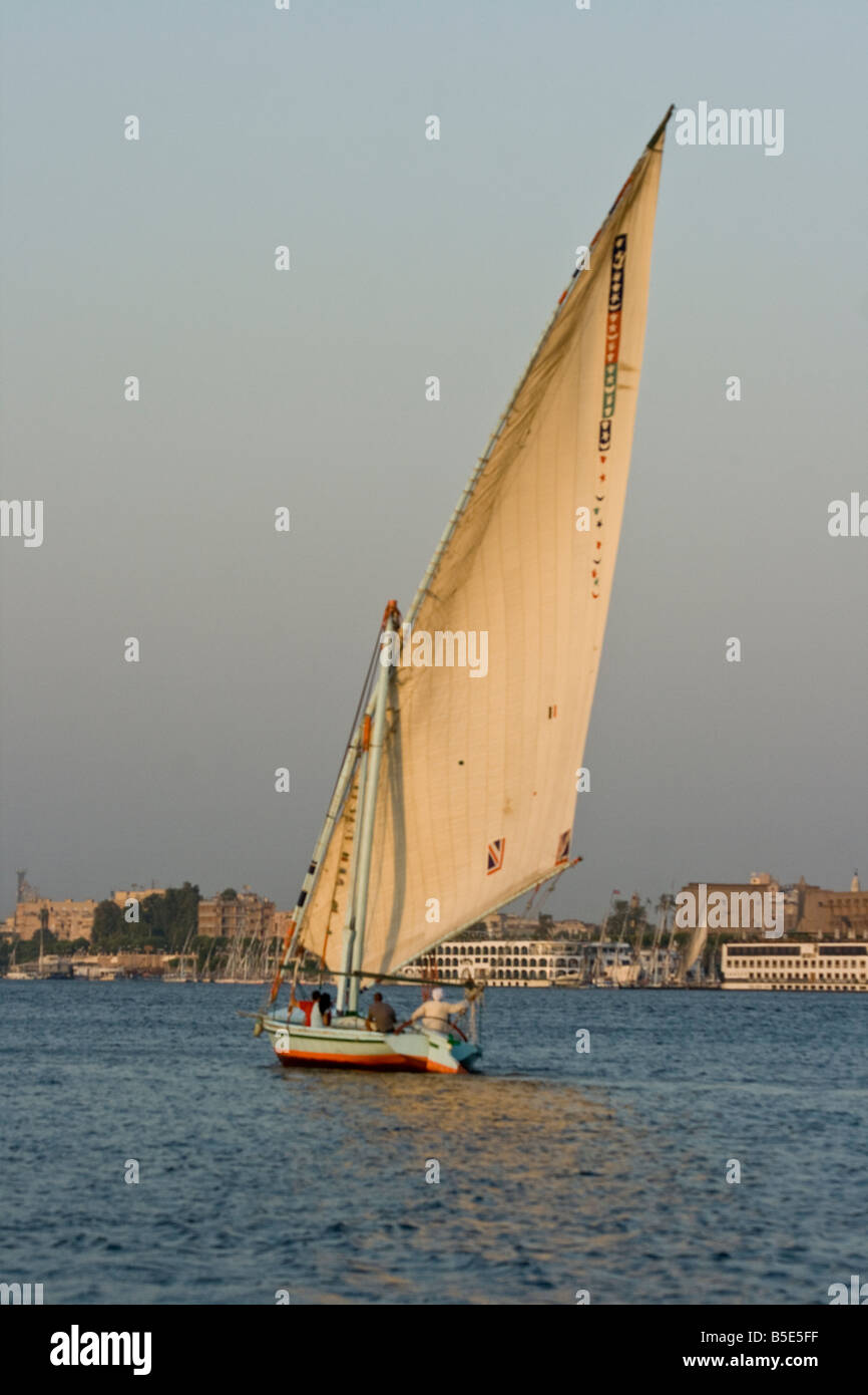 Felucca Sailboat on the Nile River in Luxor Egypt Stock Photo - Alamy