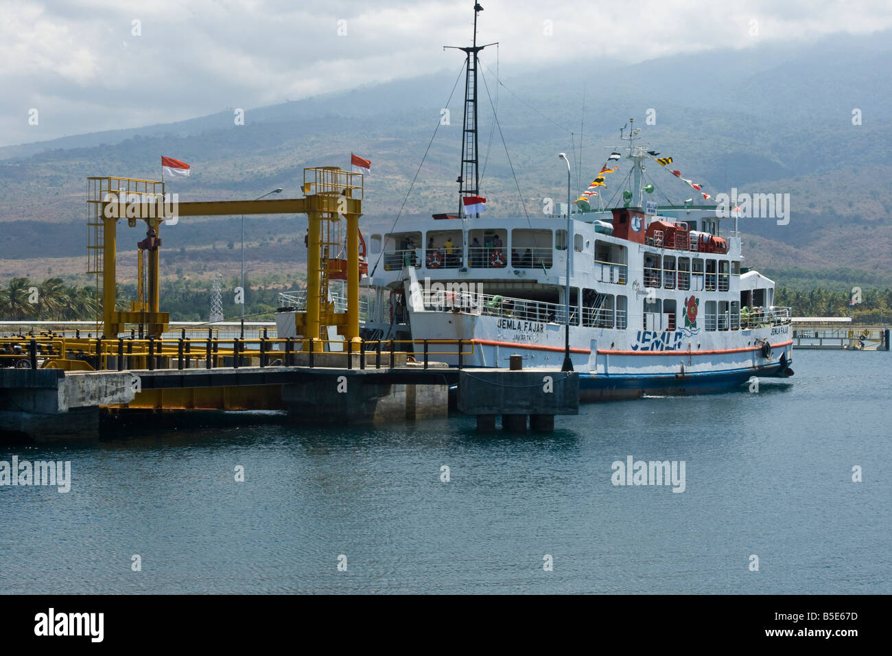 Jemla Fajar Ferry at Dock on Lombok in Indonesia Stock Photo - Alamy