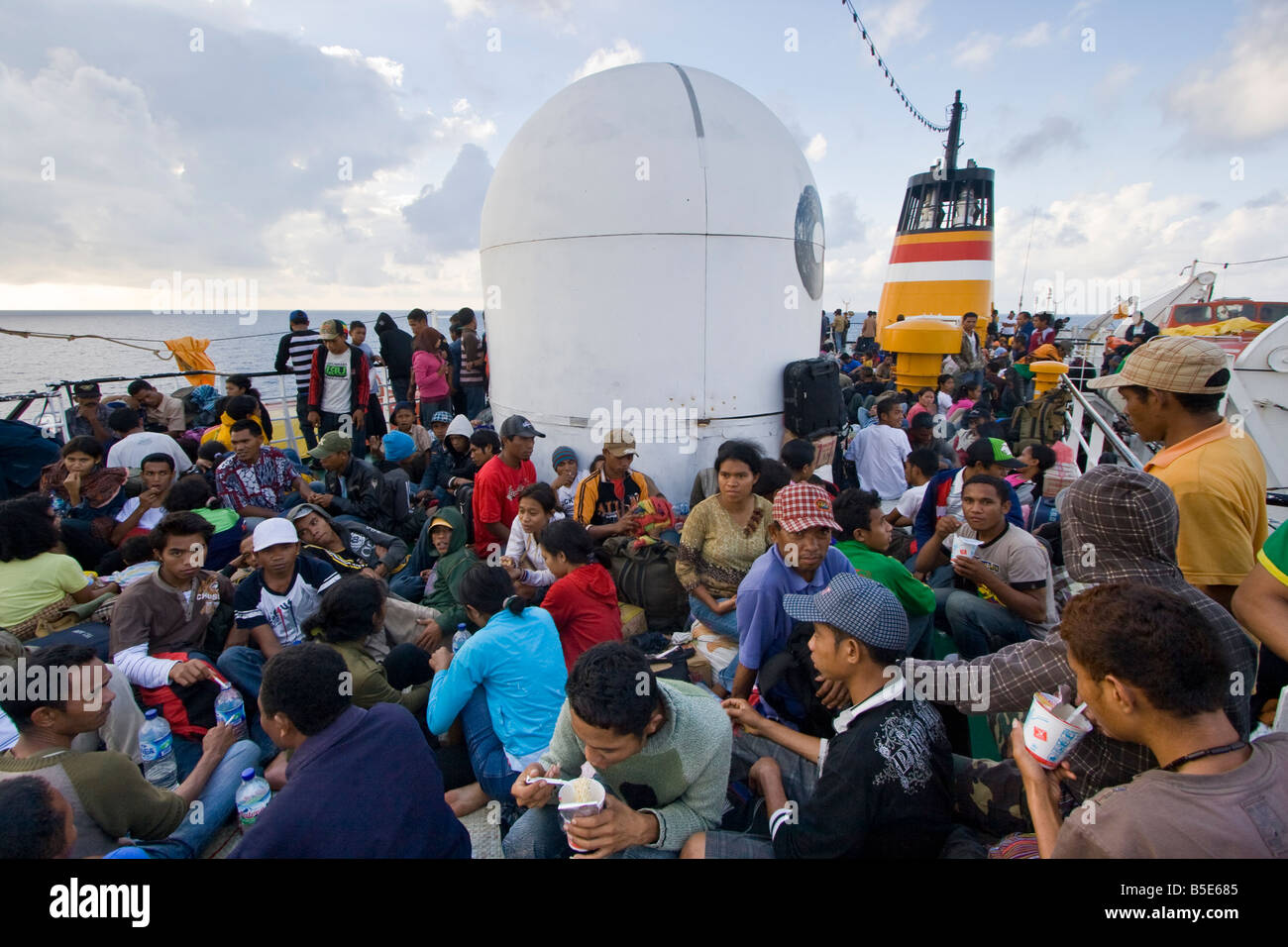 Cramped and Overcrowded PELNI Ferry in Indonesia Stock Photo - Alamy
