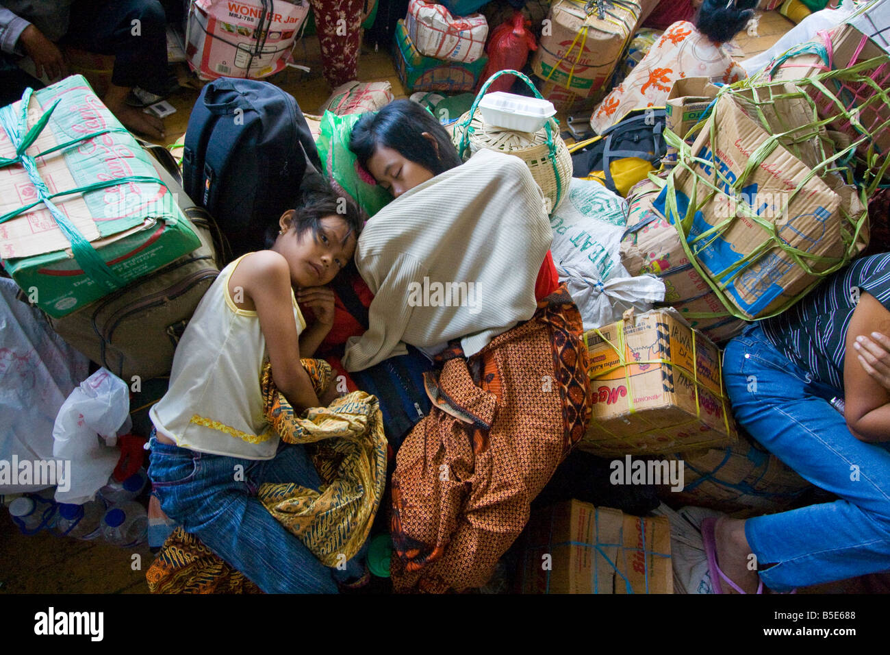 Cramped and Overcrowded PELNI Ferry in Indonesia Stock Photo - Alamy