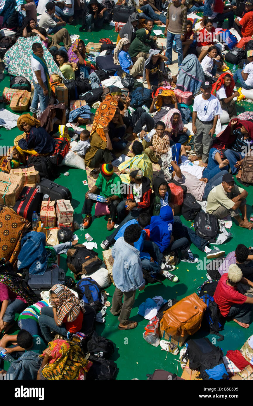 Passengers on an Overcrowded PELNI Passenger Ferry in Indonesia Stock ...