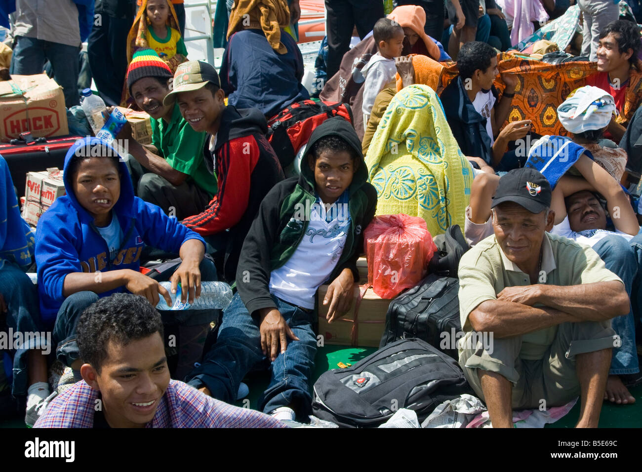 Passengers on an Overcrowded PELNI Passenger Ferry in Indonesia Stock ...