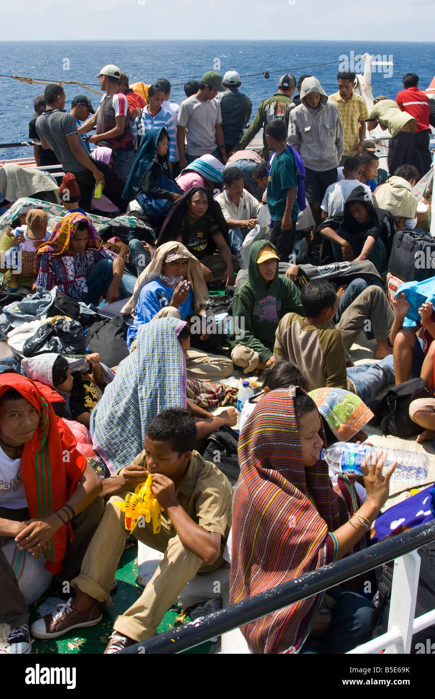 Passengers on an Overcrowded PELNI Passenger Ferry in Indonesia Stock ...