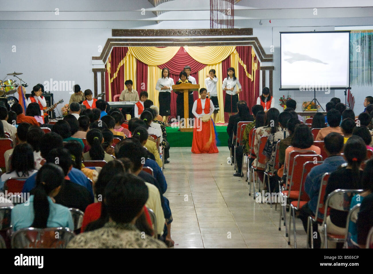 Protestant Service in Rantepao on Sulawesi in Indonesia Stock Photo - Alamy