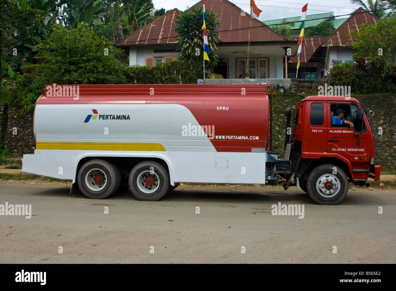 Pertamina Fuel Truck in Rantepao on Sulawesi in Indonesia Stock Photo ...
