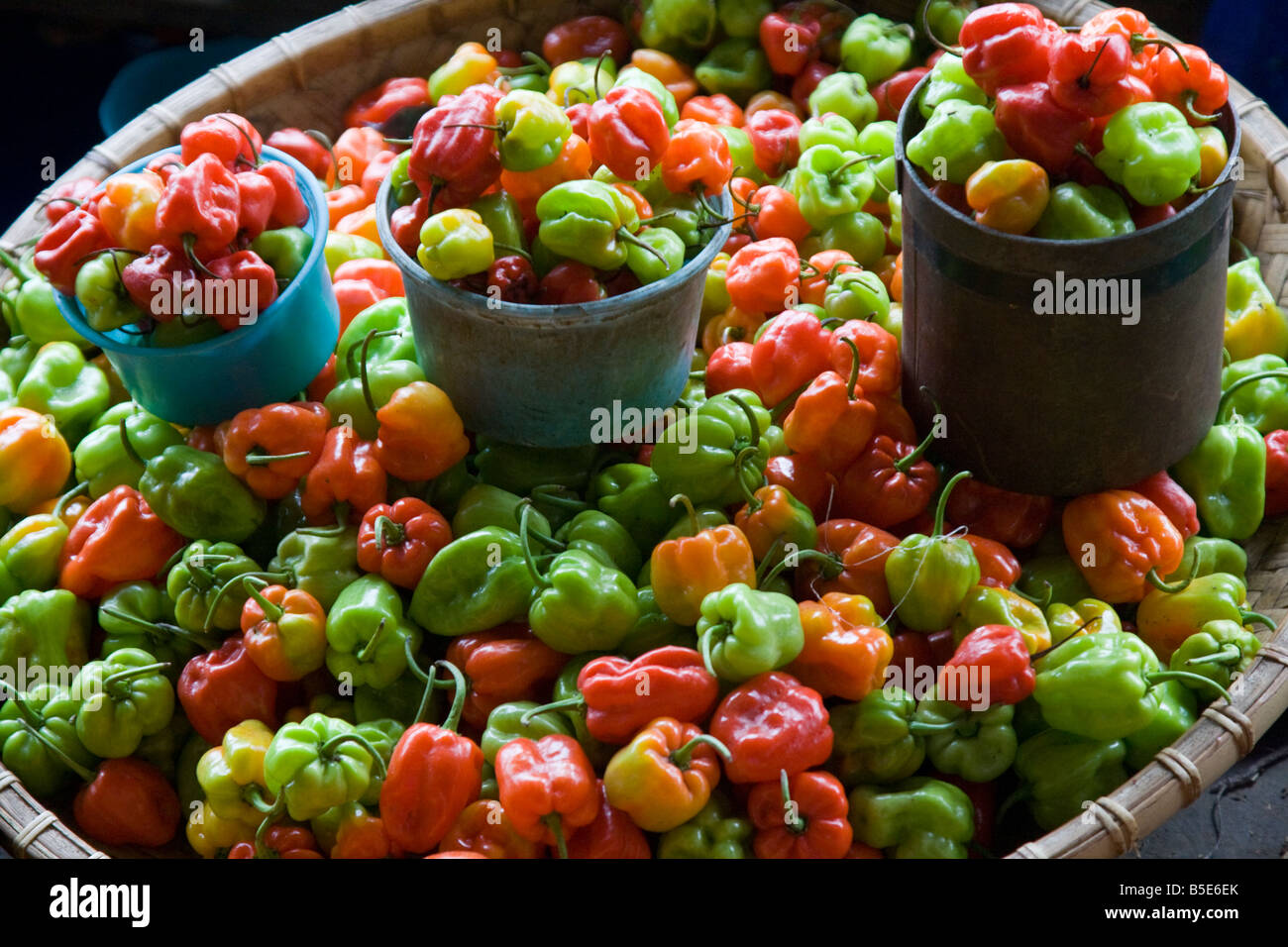 Colorful Chili in a Market in Rantepao on Sulawesi in Indonesia Stock ...