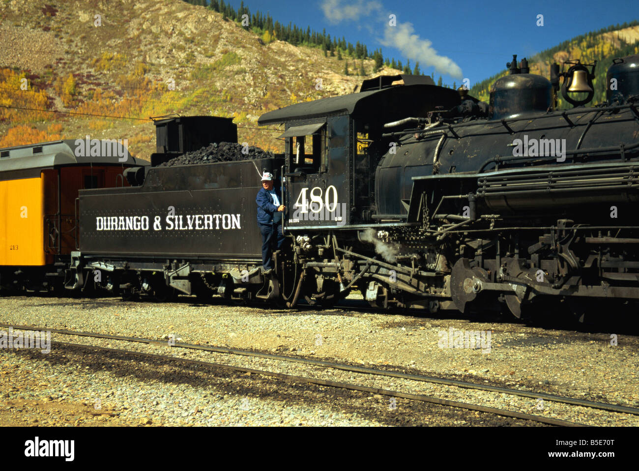 The train driver and engine of the Durango and Silverton passenger ...