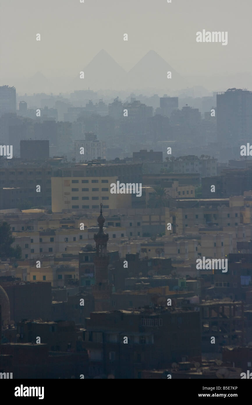 Pyramids Behind Cityscape in Cairo Egypt Stock Photo - Alamy