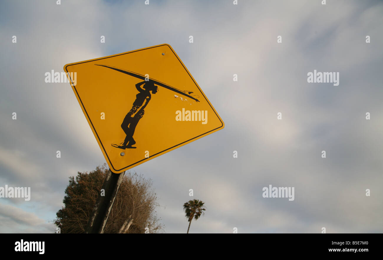 Surfer Crossing sign north of San Diego California Stock Photo - Alamy
