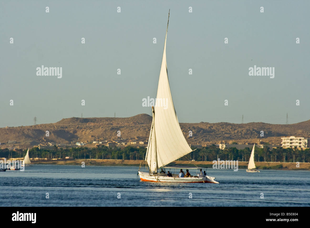 Felucca Sailboats on the Nile River in Aswan Egypt Stock Photo - Alamy