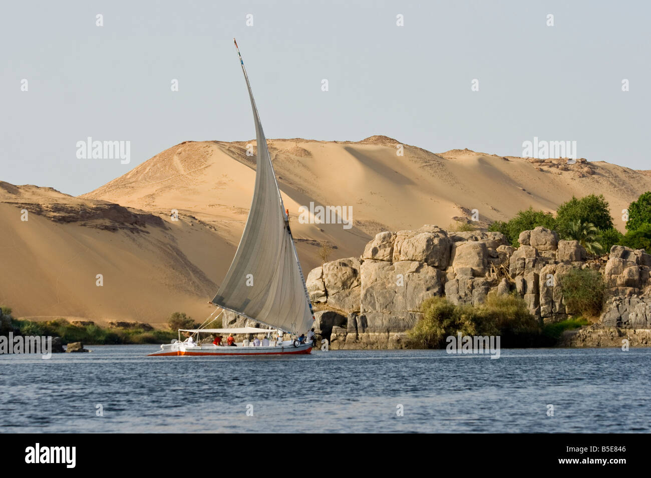 Felucca Sailboat on the Nile River in Aswan Egypt Stock Photo - Alamy