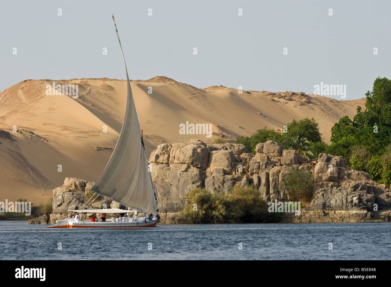 Felucca Sailboat on the Nile River in Aswan Egypt Stock Photo - Alamy